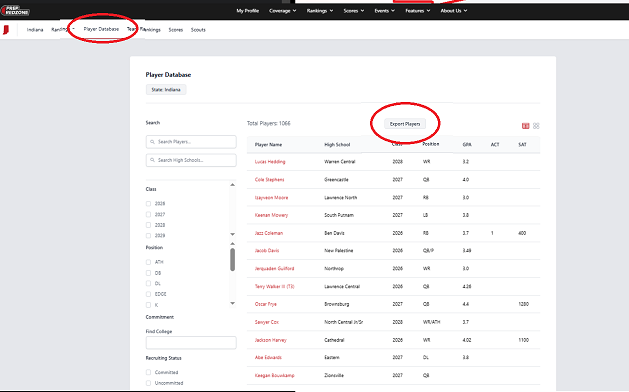 How to export player information? – Prep Redzone